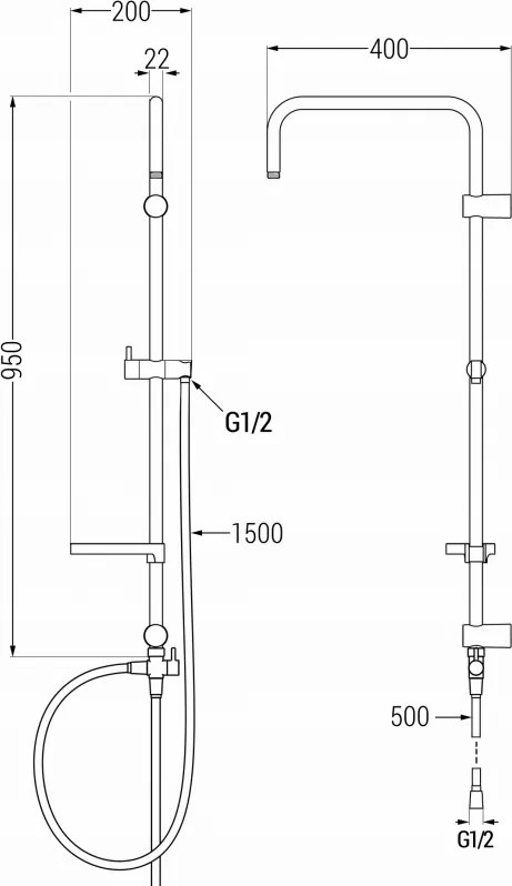 Mexen sprchový sloup X, zlatá, 7939199-50
