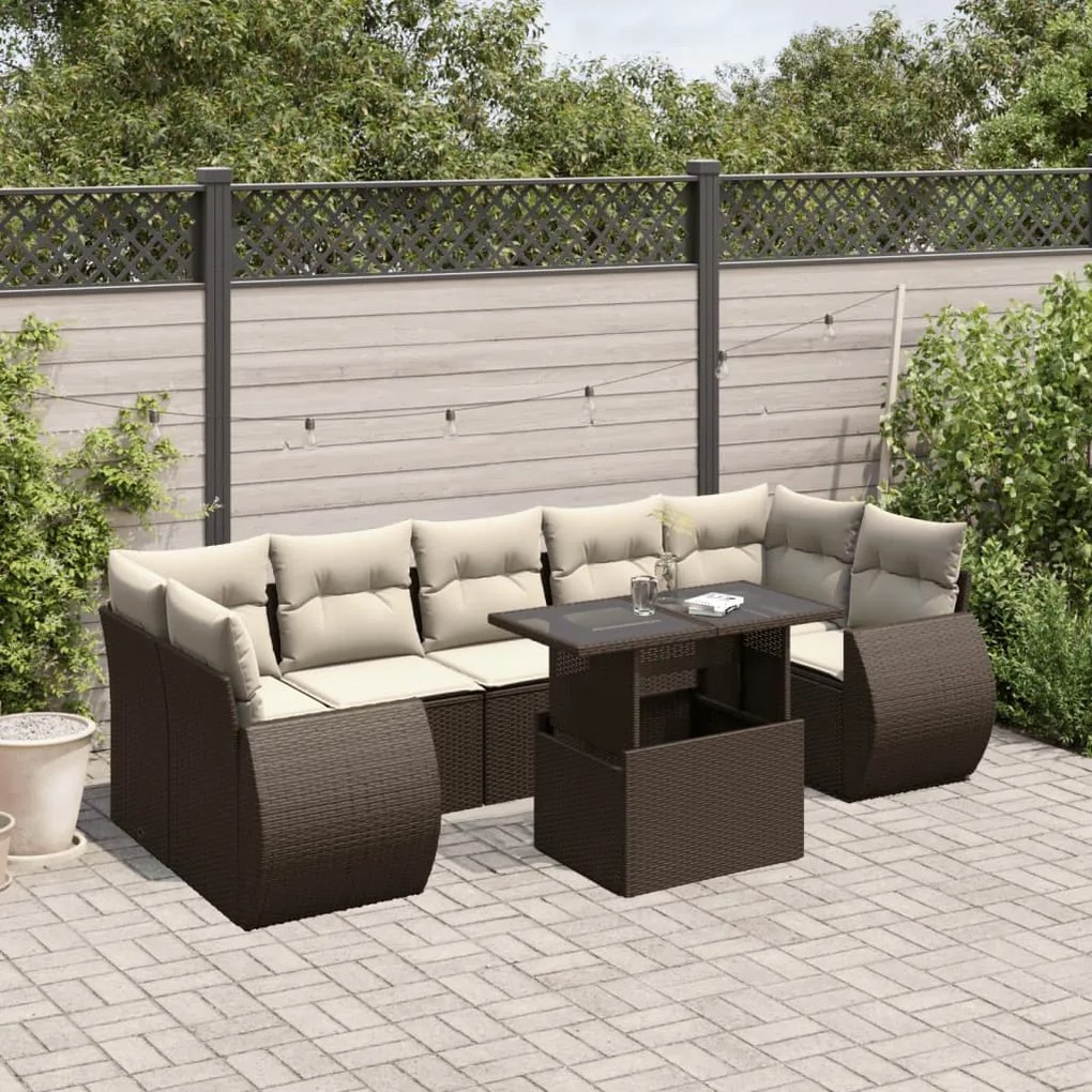 8dílná zahradní sedací souprava s poduškami hnědá polyratan 3268413