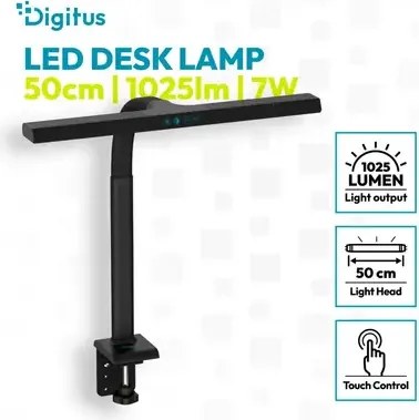LED stolní lampička s klipem černá / Stolní lampička / 50 cm / 1025 lm