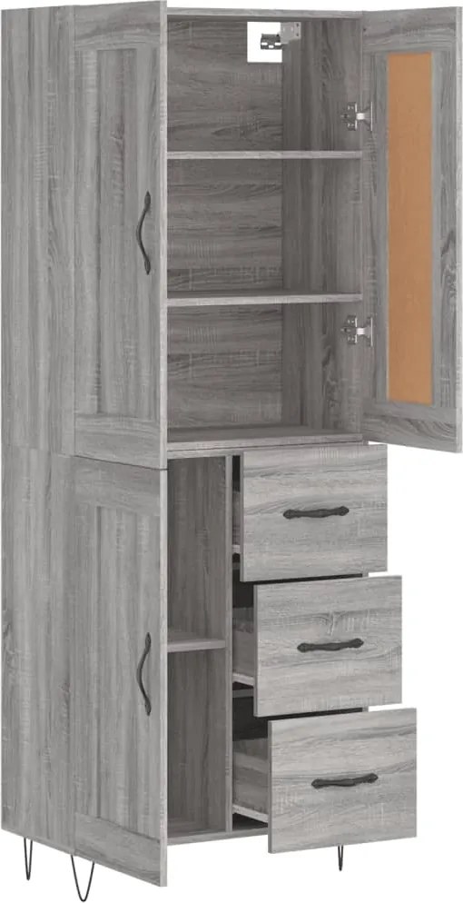 Skříň highboard šedá sonoma 69,5 x 34 x 180 cm kompozitní dřevo 3200039