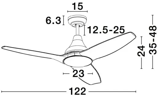 Stropní ventilátor Samoa 12.2 černé s dálkovým ovládáním