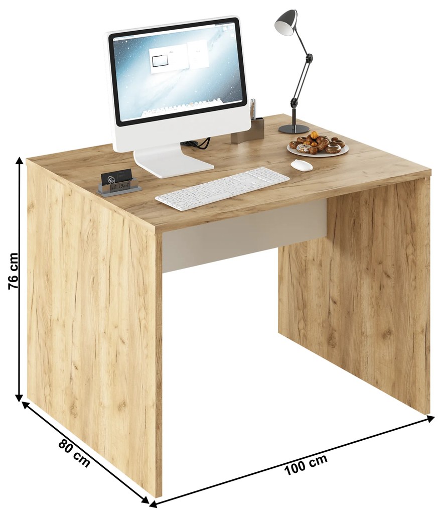PC stůl, dub artisan/bílá, RIOMA TYP 12