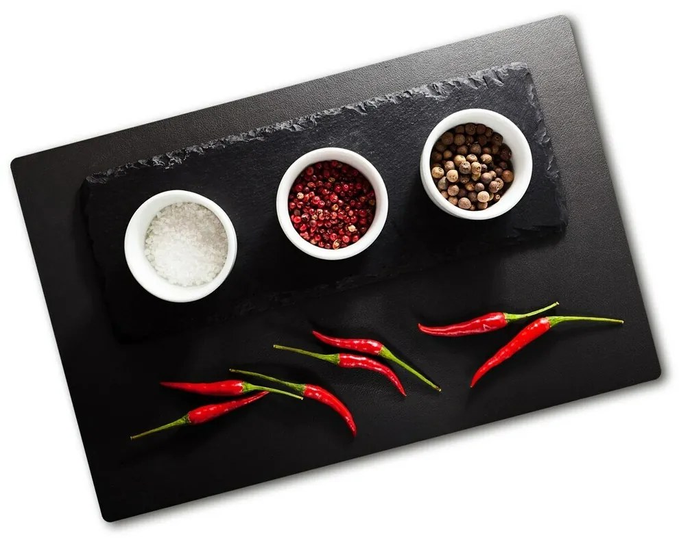 Wallmuralia Deska na krájení tvrzená Koření a chilli 80x52 cm