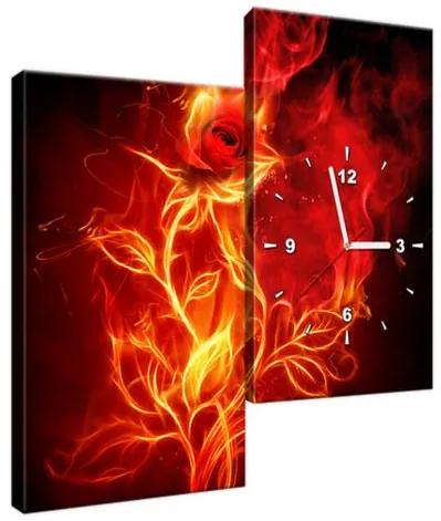 Tištěný obraz s hodinami Růže v ohni 60x60cm ZP1397A_2J