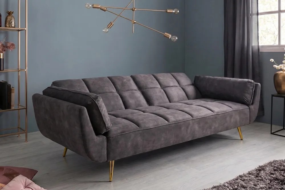 Designová rozkládací pohovka Bailey 215 cm tmavě šedý samet