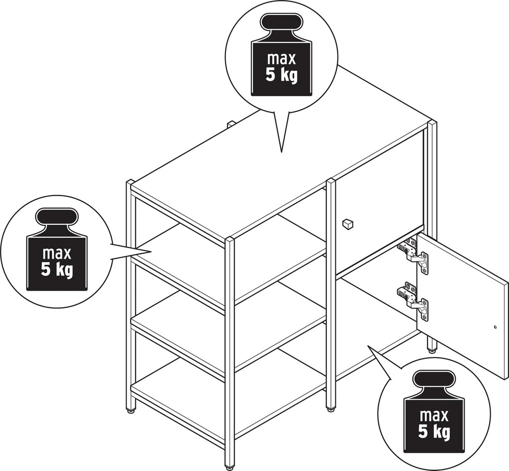 Tchibo - Komoda »Grade« s otevřenými přihrádkami a 2 dvířky - barva: bílá