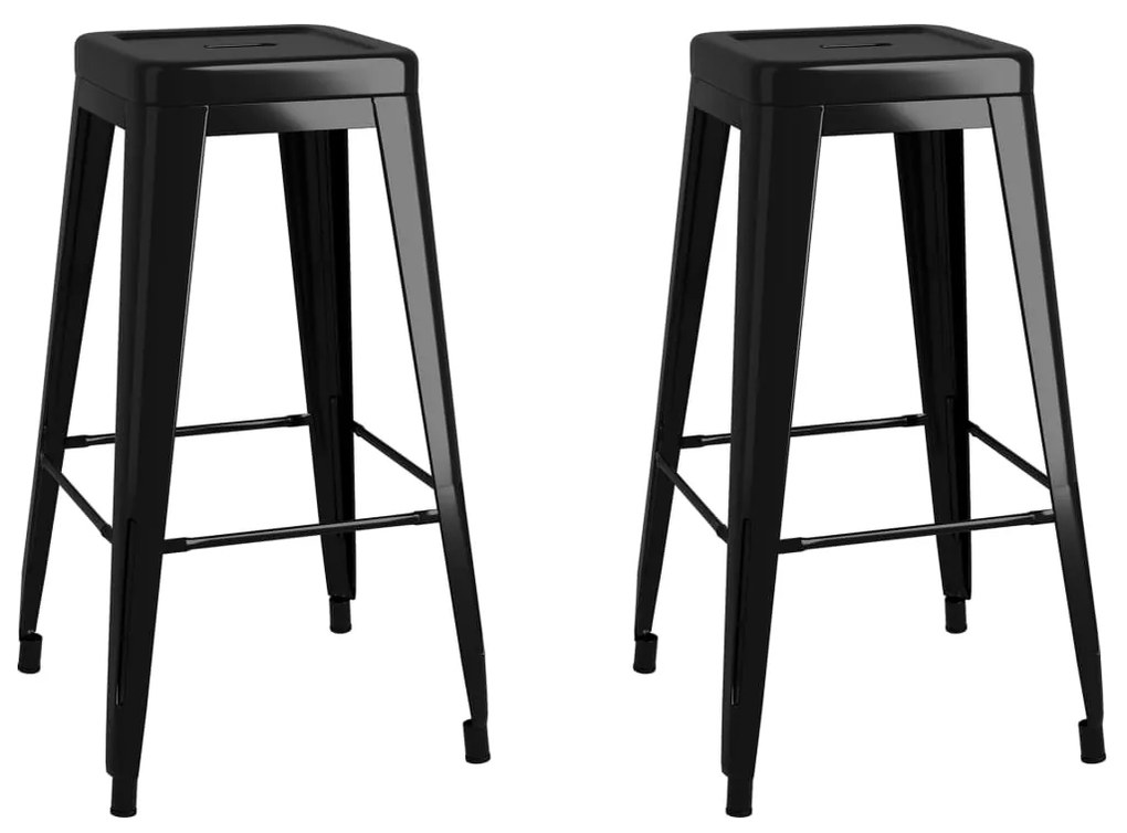 Barové stoličky - stohovatelné - kov - 2 ks | černé
