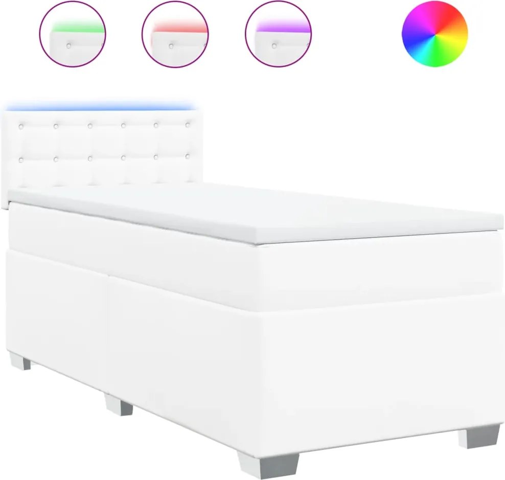 Box spring postel s matrací bílá 80 x 200 cm umělá kůže 3288397