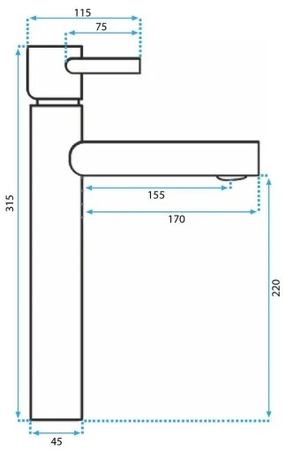REA-B0229 - Umyvadlová baterie TESS 31,5 cm černá