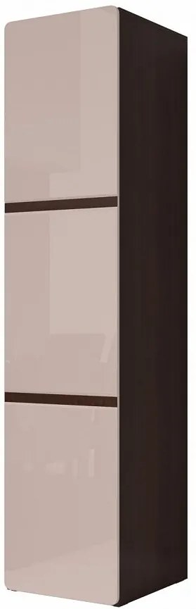 Úzká jednodveřová šatní skříň Sicilia 3 - tmavá, LTD, dub sonoma tmavý / pískový lesk, 46x200x52 cm