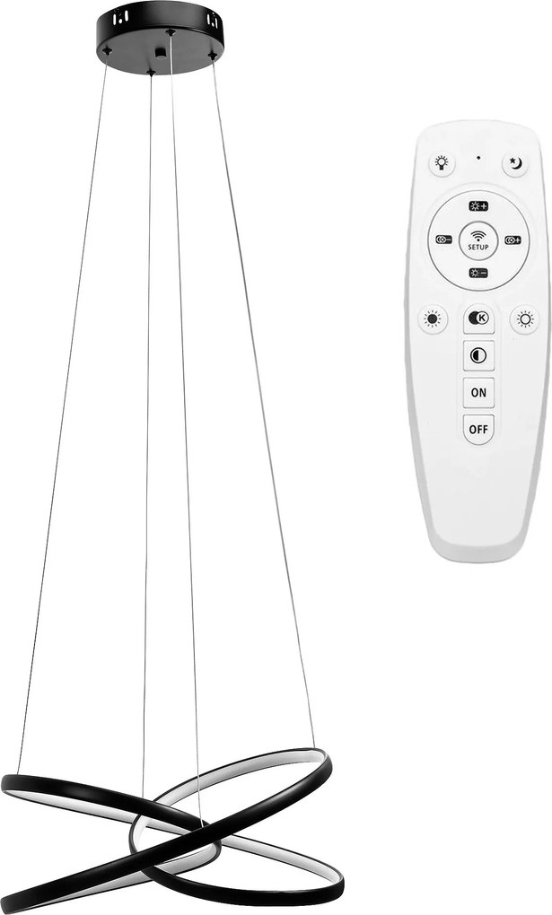 Toolight Toolight, LED stropní svítidlo 50cm, 32W + dálkové ovládání, G006-CP, černá, OSW-09747