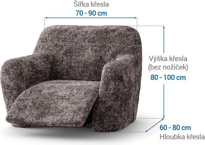 Bielastické potahy MARMO hnědé relaxační křeslo (š. 70 - 90 cm)