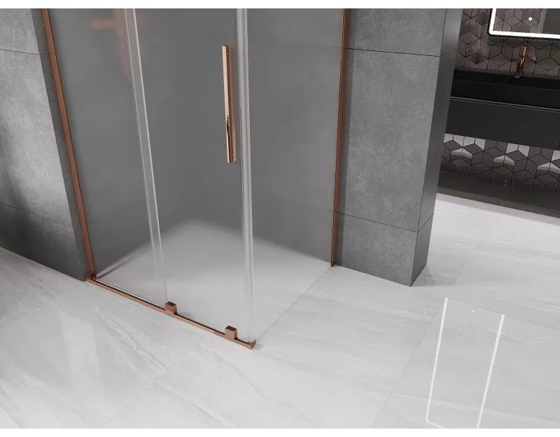 Mexen Velar L, sprchový kout s posuvnými dveřmi 120 x 110 cm, 8mm sklo námraza, růžové zlato, 871-120-110-33-60