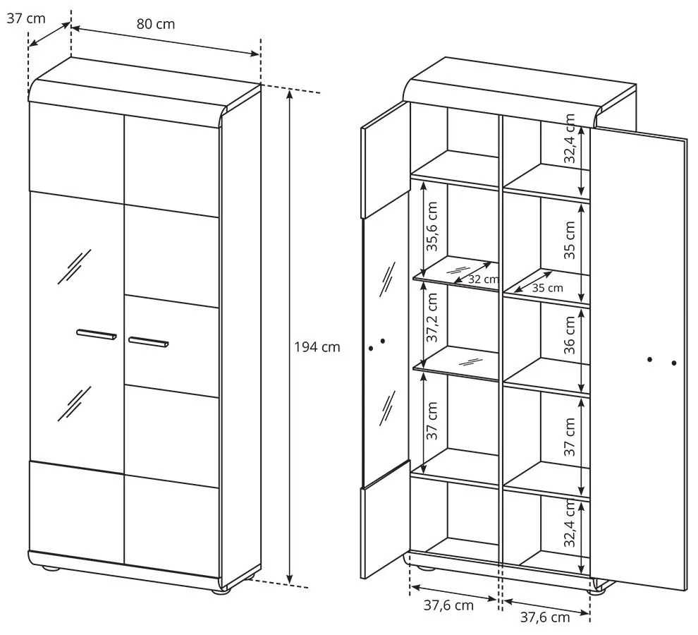 Obývací stěna LINK s | 4 díly | sestava C | 298 cm | sonoma