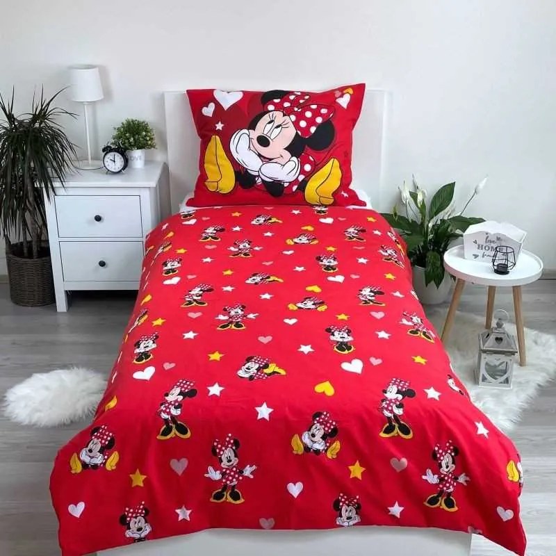 JERRY FABRICS Povlečení Minnie Red heart Bavlna, 140/200, 70/90 cm