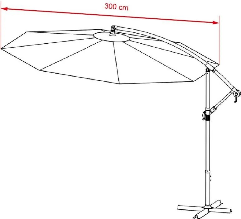 Avenberg Velký polohovatelný slunečník Sunny LED 300, šedá