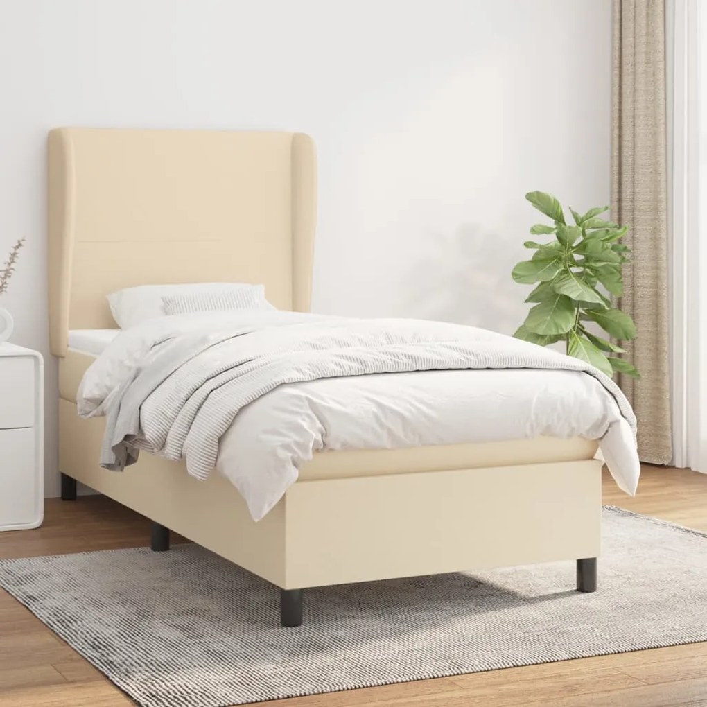 Box spring postel s matrací krémová 100 x 200 cm textil 3127786
