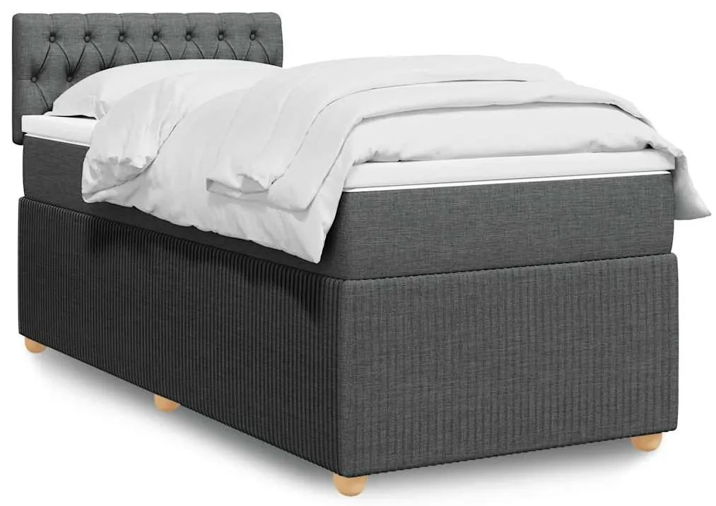 Box spring postel s matrací tmavě šedá 90x200 cm textil 3287347