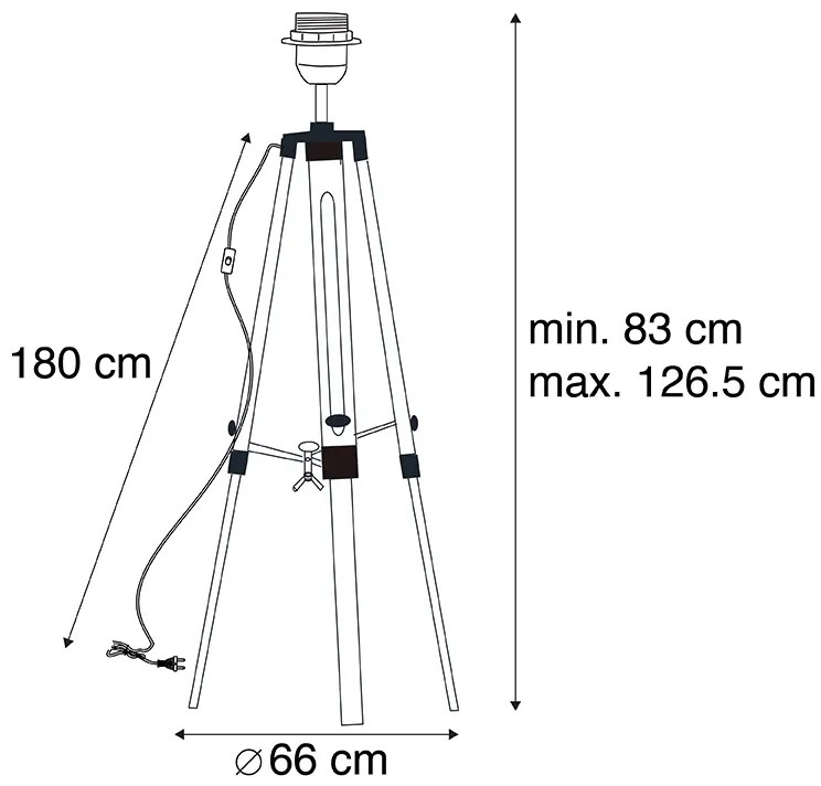 Stojací lampa černá bez stínidla - Tripod