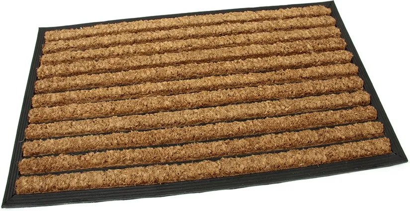 Kokosová čistící venkovní vstupní rohož Stripes, FLOMAT - délka 45 cm, šířka 75 cm a výška 2,2 cm