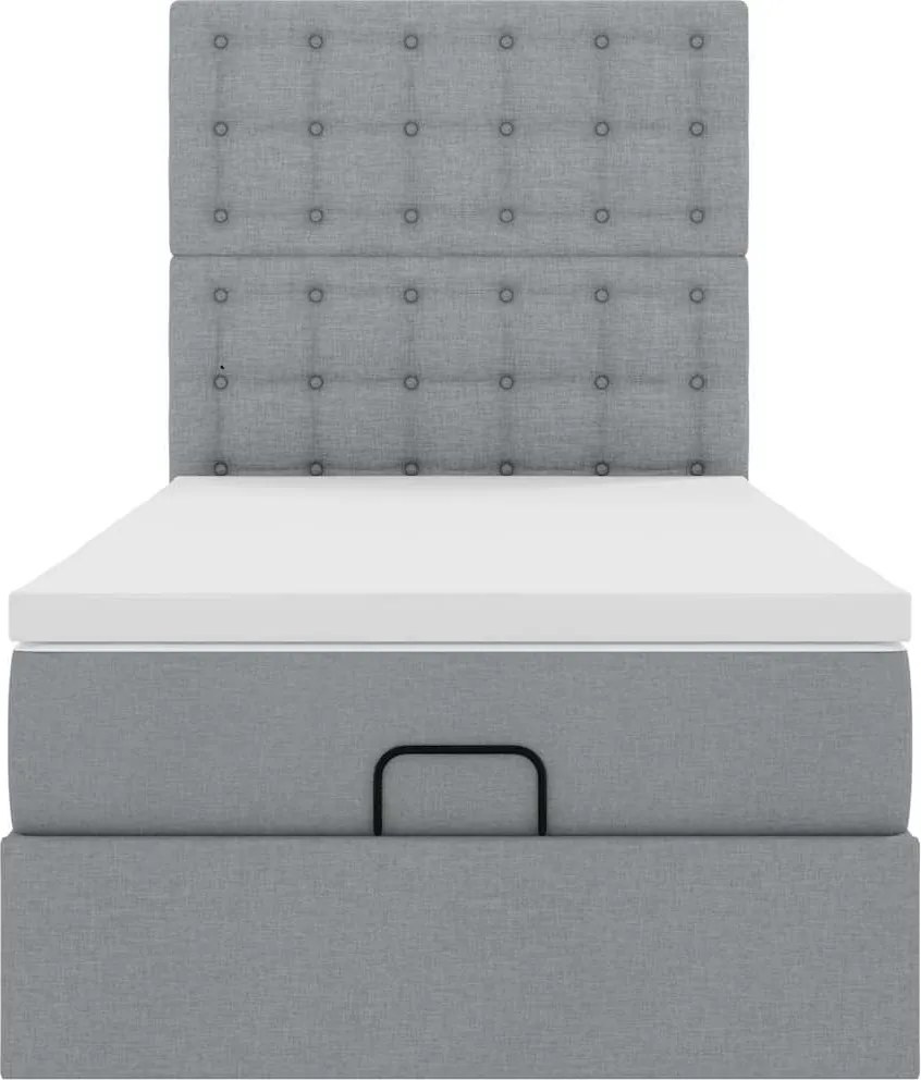 Osmanský rám postele s matrací světle šedá 90x190cm textil 3313285