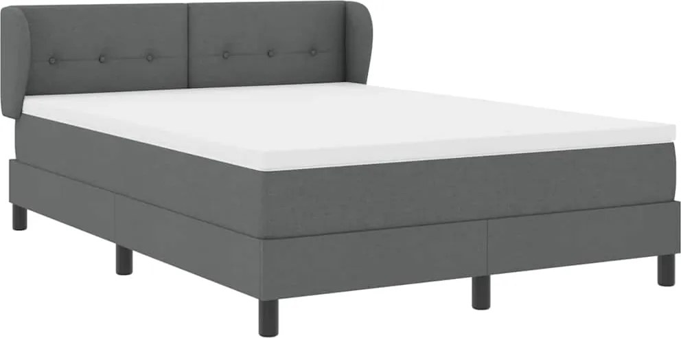 Postel s boxspringem s čelo Tmavě šedá 140 x 190 cm textil 3340018
