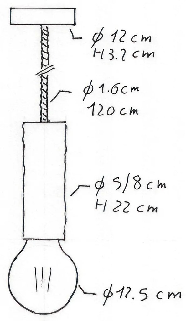 creative cables Závěsná lampa s XL námořnickým kabelem a malou dřevěnou objímkou s kůrou Barva: Hnědá
