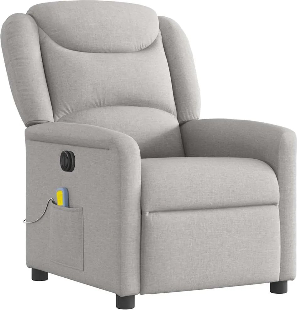 Elektrické masážní polohovací křeslo obláčkově šedé textil 3303193
