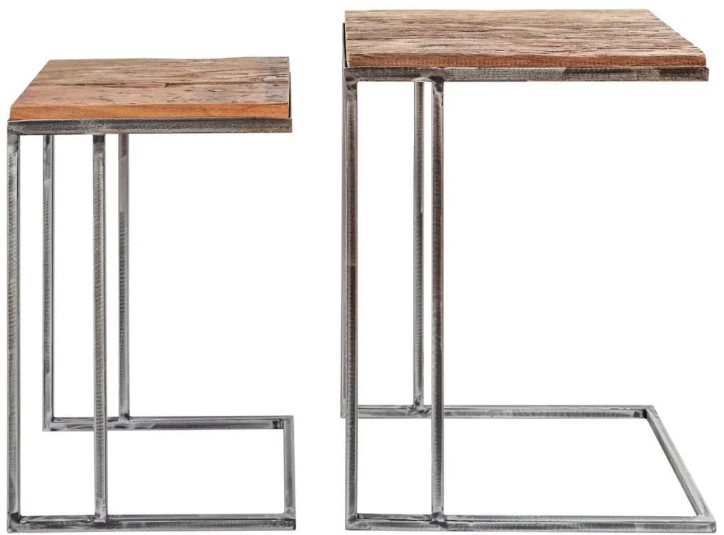 OnaDnes -20% Moebel Living Set dvou masivních teakových odkládacích stolků Raw 32 x 45/28 x 35 cm