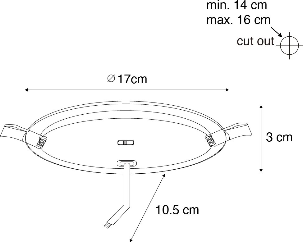 Sada 6 vestavných bodových svítidel bílých 17 cm včetně nastavitelné LED Kelvin - Stephanie