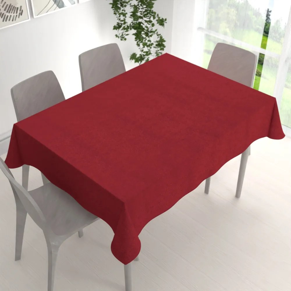 Biante Obdélníkový ubrus/imitace broušené kůže Alcantara ALC-018 Vínově červený 100x160 cm