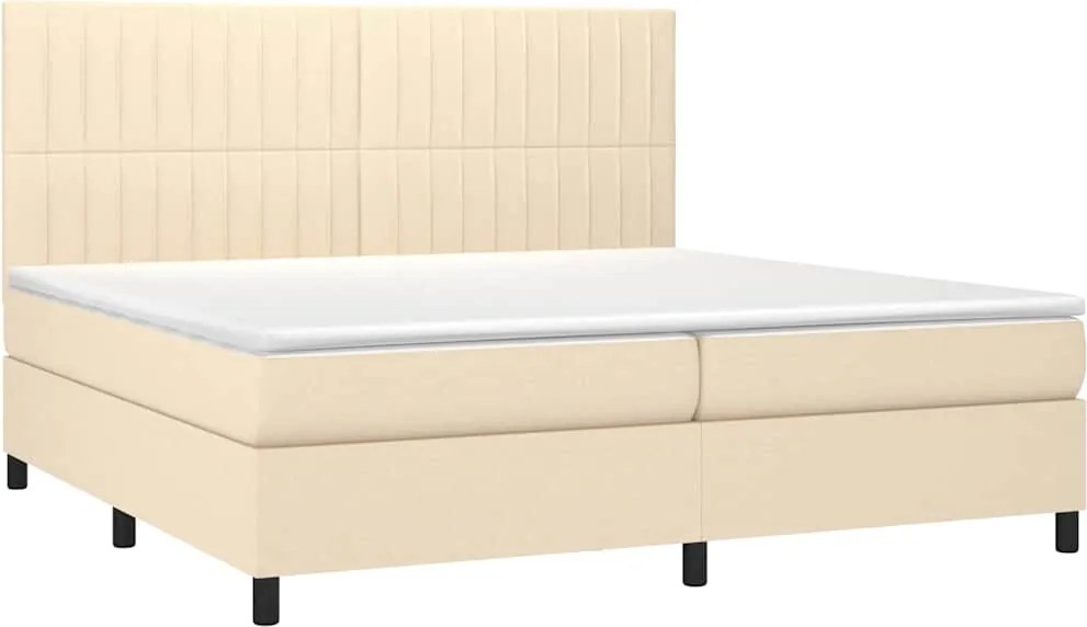 Box spring postel s matrací a LED krémová 200x200 cm textil 3135066