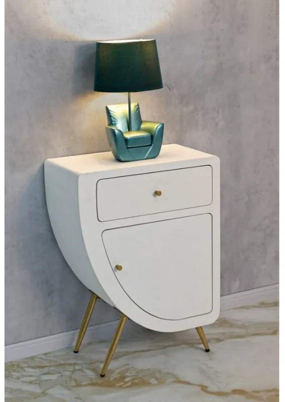Designový noční stolek Raghnall 60 cm bílý