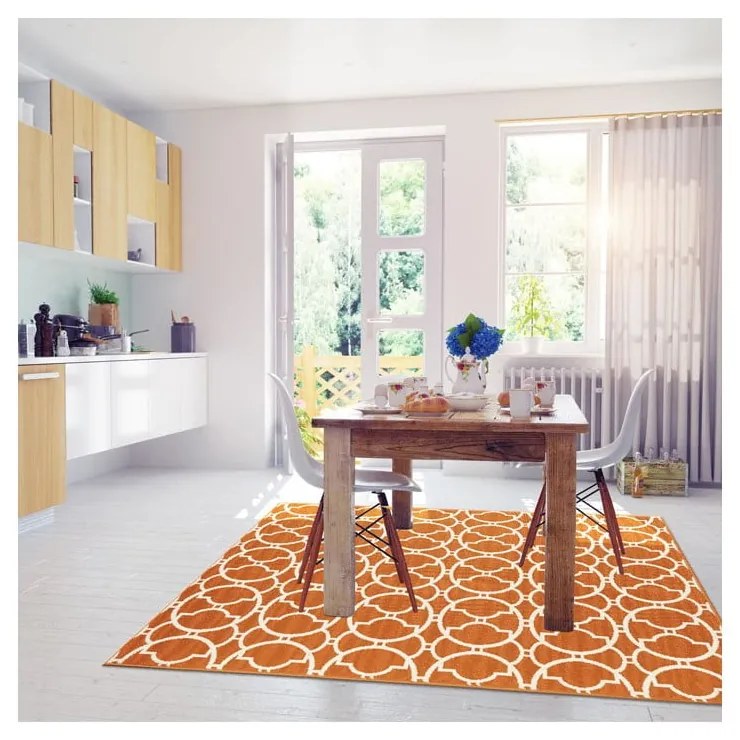 Oranžový vysoce odolný koberec vhodný do exteriéru Webtappeti Interlaced, 160 x 230 cm