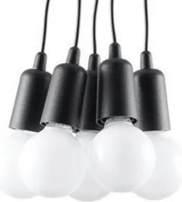 Závěsné svítidlo SOLLUX Diego 5 E27 5x60W bez zdroje PVC černá SL.0574