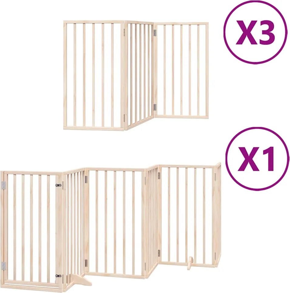 Zábrana pro psy s dvířky skládací 15 panelů 750 cm topol 3155534