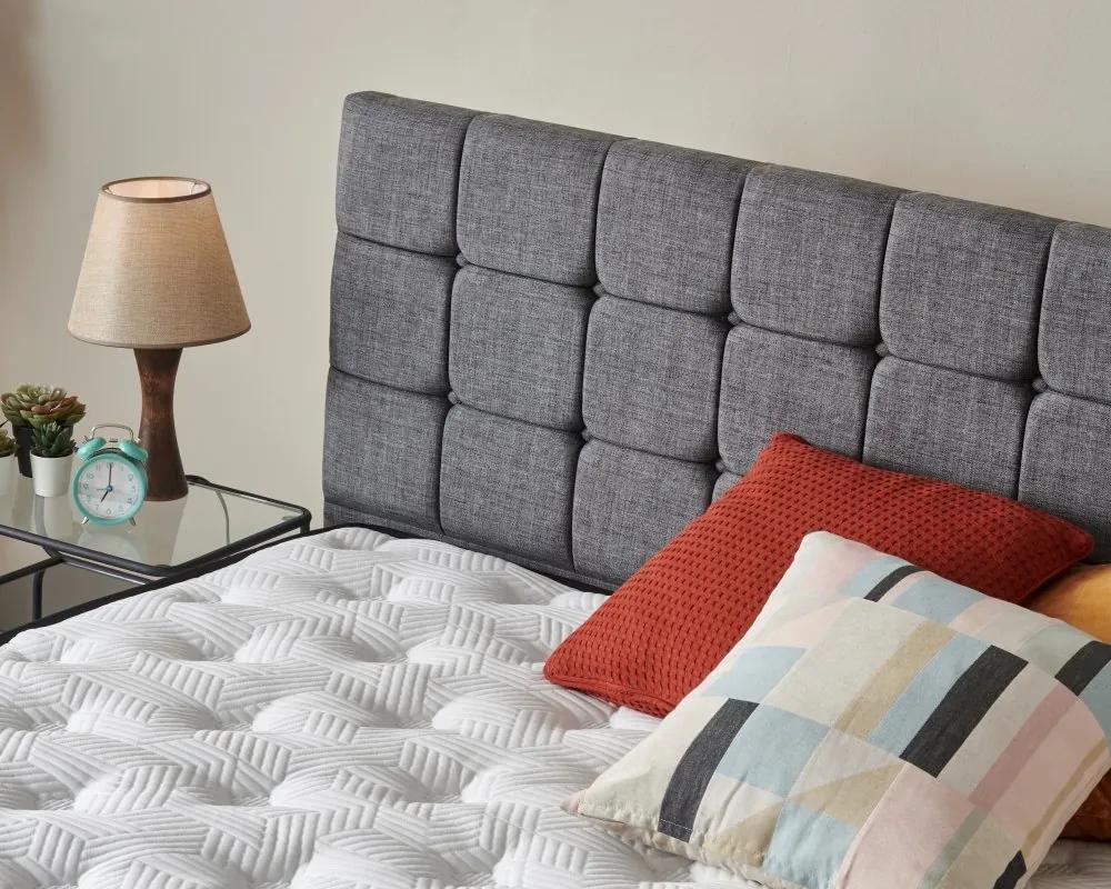 Čalouněná postel COMFORT PLUS s matrací - šedá 120 × 200 cm