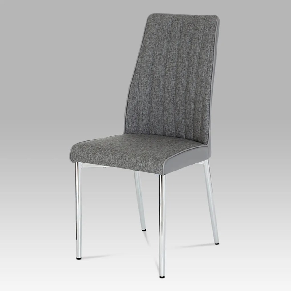 Artium Jídelní židle šedá látka + koženka / chrom - DCH-352 GREY2