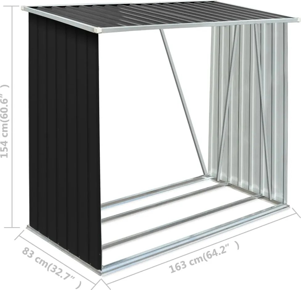 vidaXL Zahradní kůlna na dříví pozinkovaná ocel 163x83x154 cm [47091] Barva: Hnědá