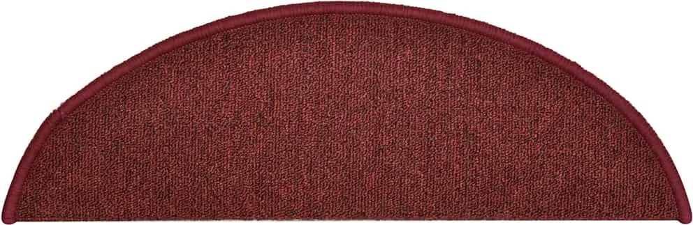 Schodové rohože 15 ks 56 x 17 x 3 cm bordó půlkulaté 322372