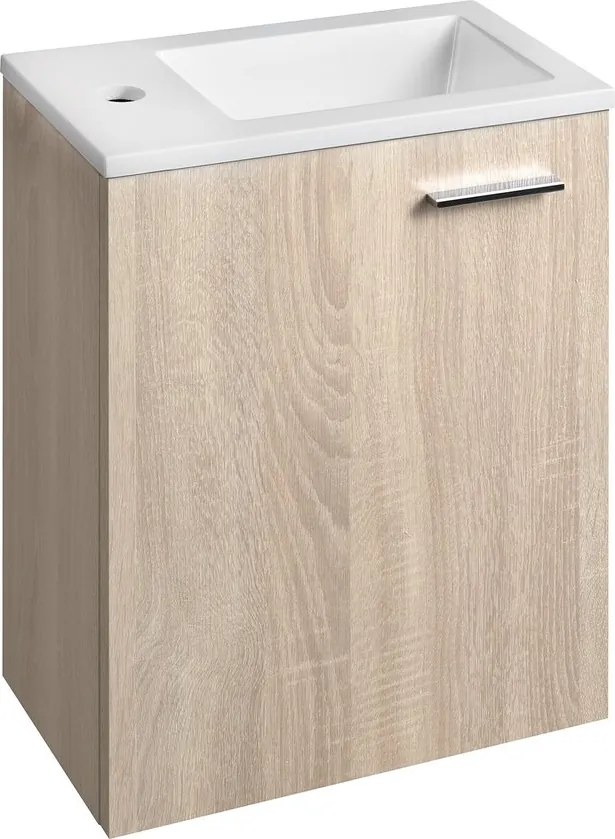 Aqualine Aqualine, ZOJA skříňka s keramickým umyvadlem 40x22 cm, dub platin, 51049DP-01