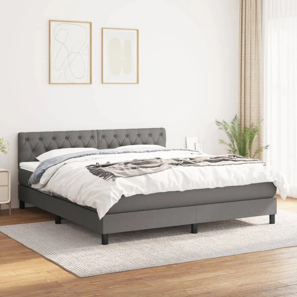 Box spring postel s matrací tmavě šedá 160x200 cm textil