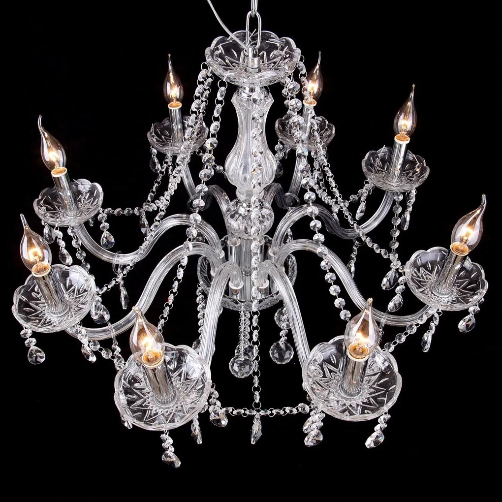Toolight - Křišťálový závěsný lustr 8xE14 60W, stříbrná, OSW-04600
