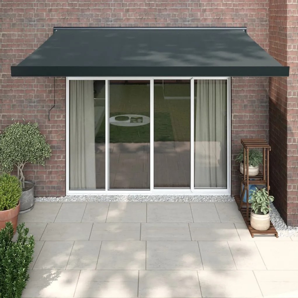 vidaXL Kazetová markýza na ruční ovládání 350 cm [3052671] Barva: Krémová (bílý rám)
