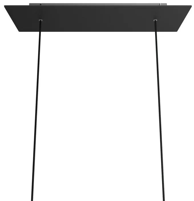 creative cables Obdélníkový XXL stropní baldachýn ROSE ONE, 675 x 225 mm, 2 otvory Barva komponentu: Matná černá dibond, Barva montury: Černá