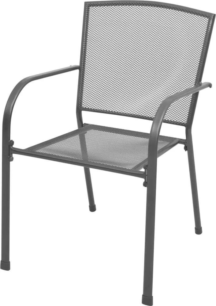 vidaXL Stohovatelné zahradní židle 2 ks ocelové šedé [42705]