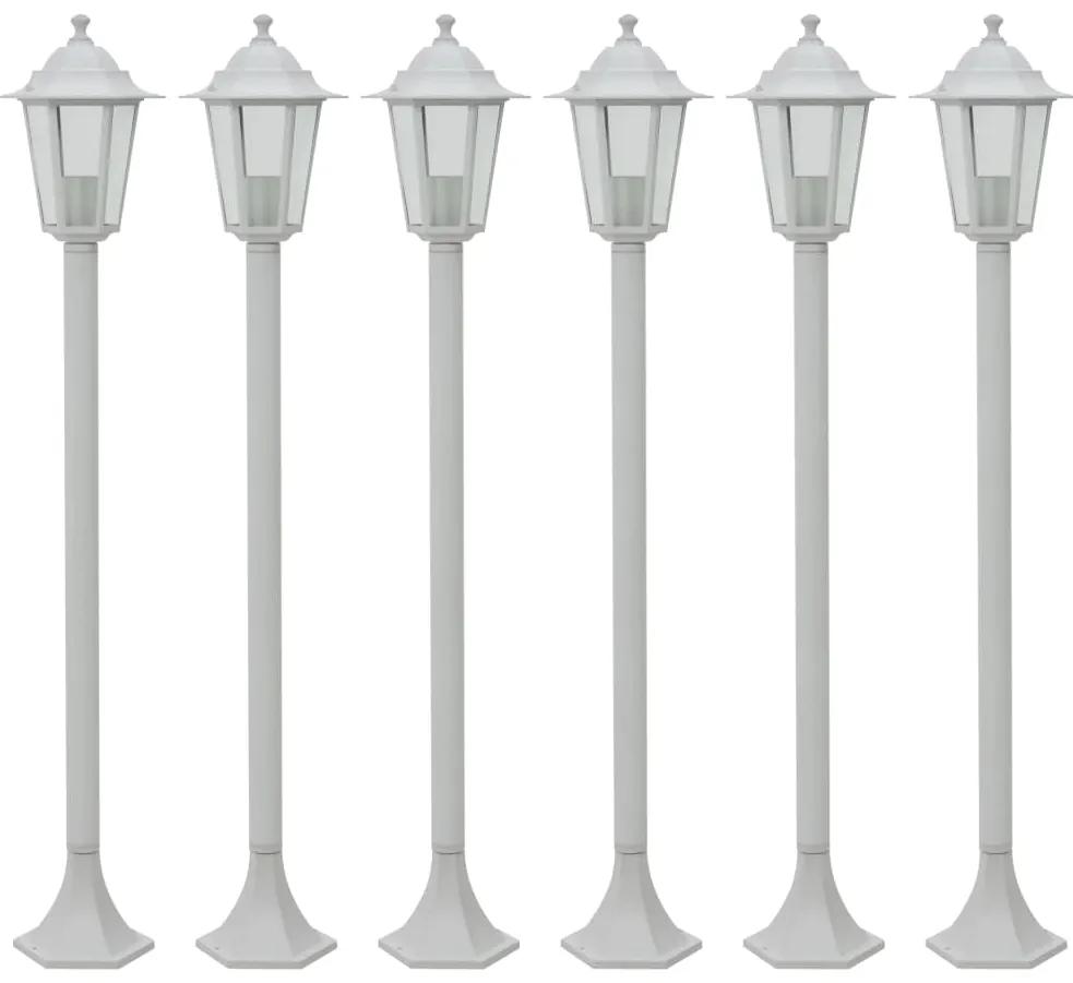 Zahradní sloupové lampy 6 ks - hliníkové - bílé | 110 cm