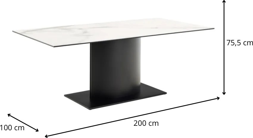 Jídelní stůl Marbella 200 cm černý/mramorově bílý