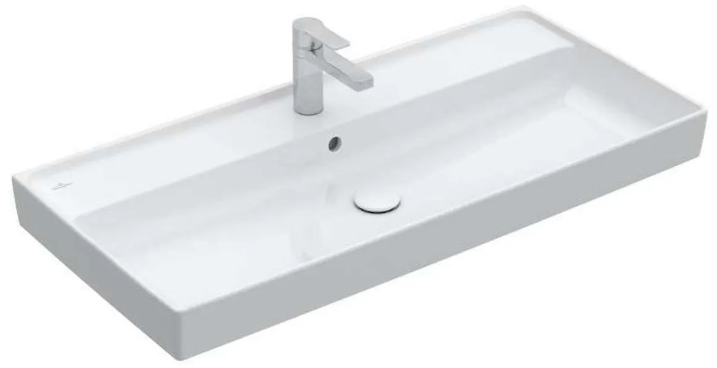Villeroy & Boch Collaro - Umyvadlo nábytkové 100x47 cm, s přepadem, otvor pro baterii, CeramicPlus, Stone White 4A33A5RW