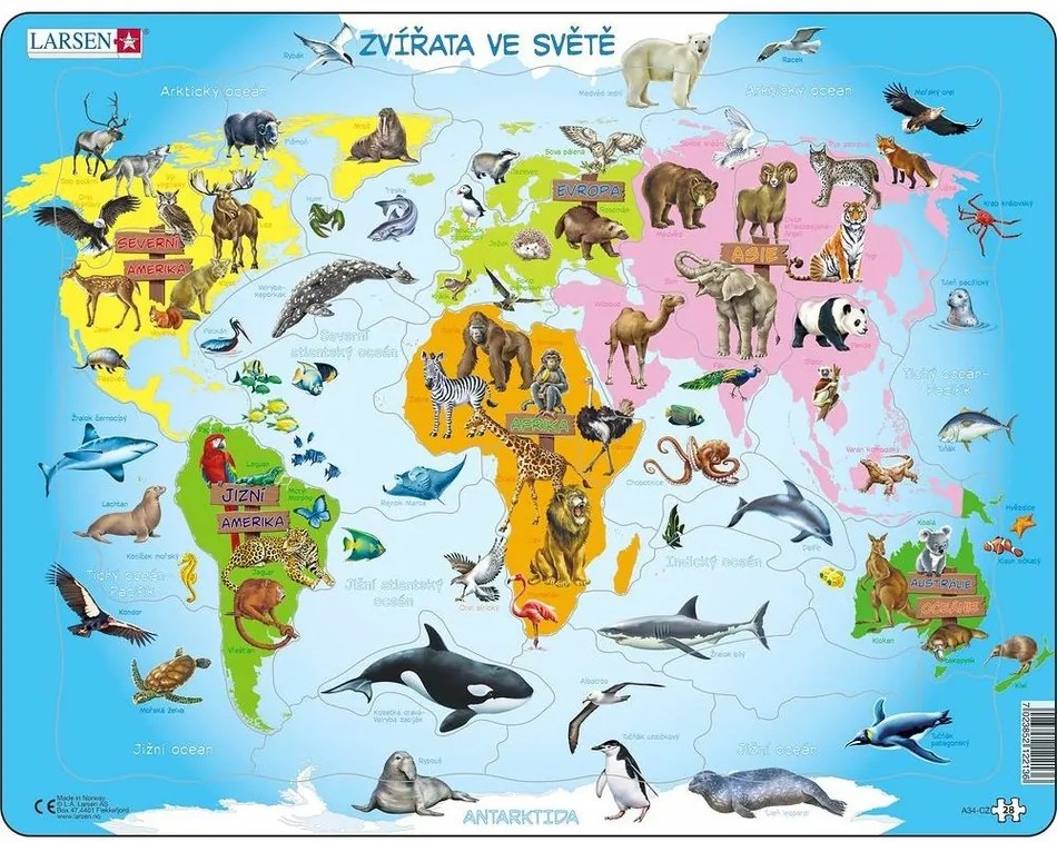 Larsen Puzzle Zvířata ve světě, 28 dílků